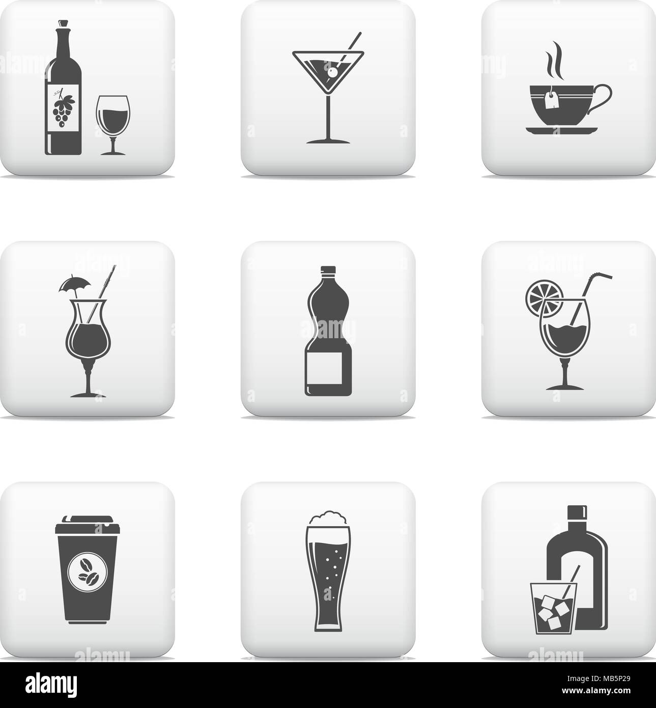 Beverage icons, vector web buttons Stock Vector Image & Art - Alamy