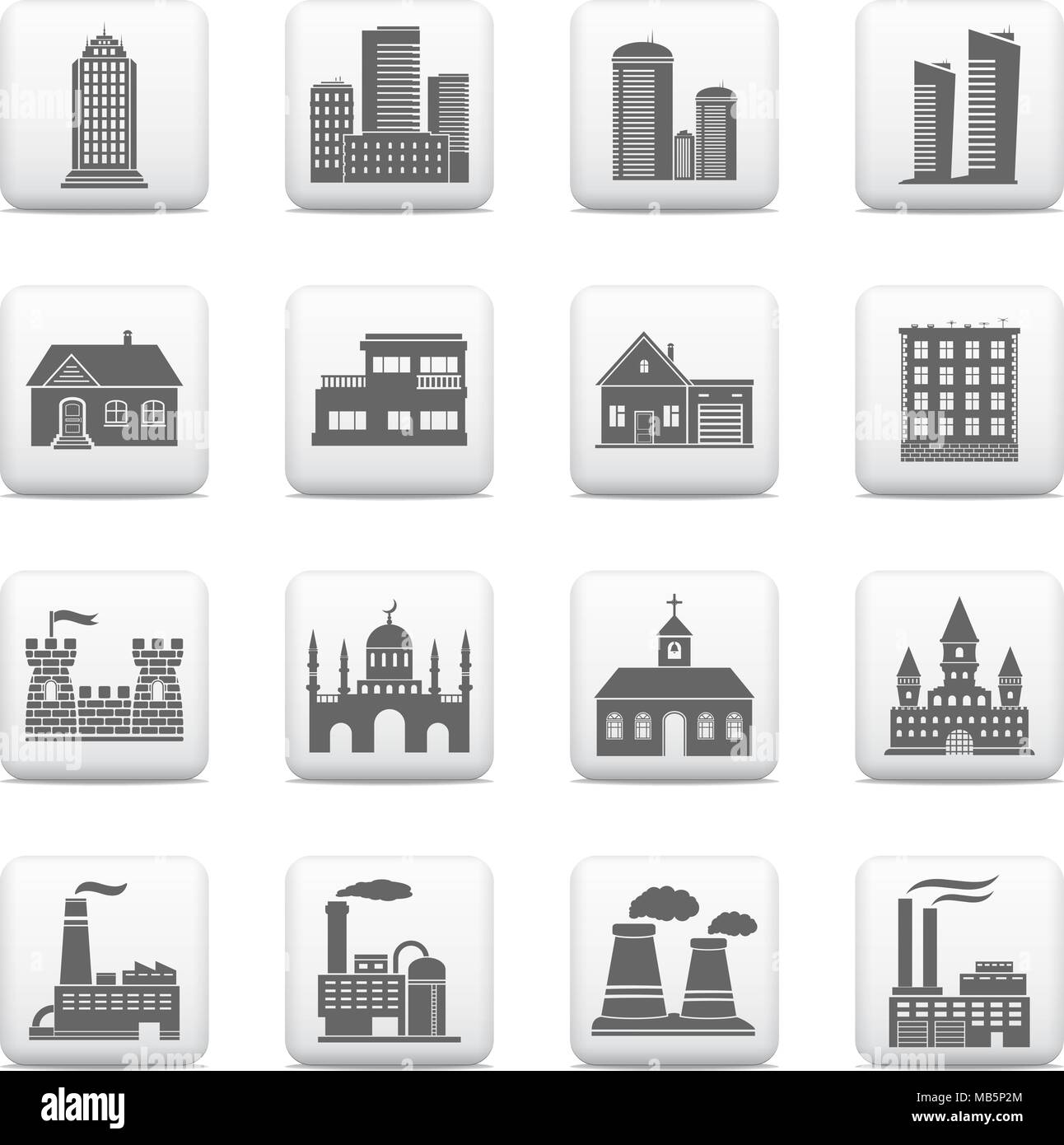 Web buttons, building icons Stock Vector Image & Art - Alamy