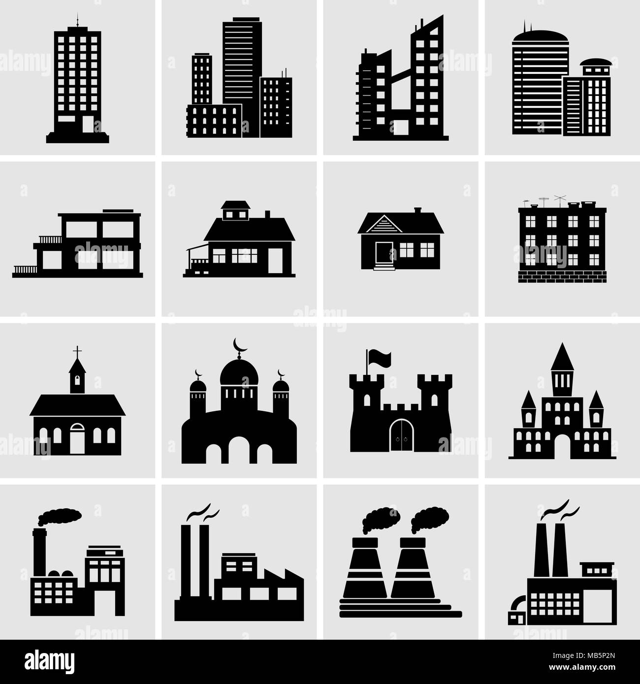Building icons set Stock Vector Image & Art - Alamy
