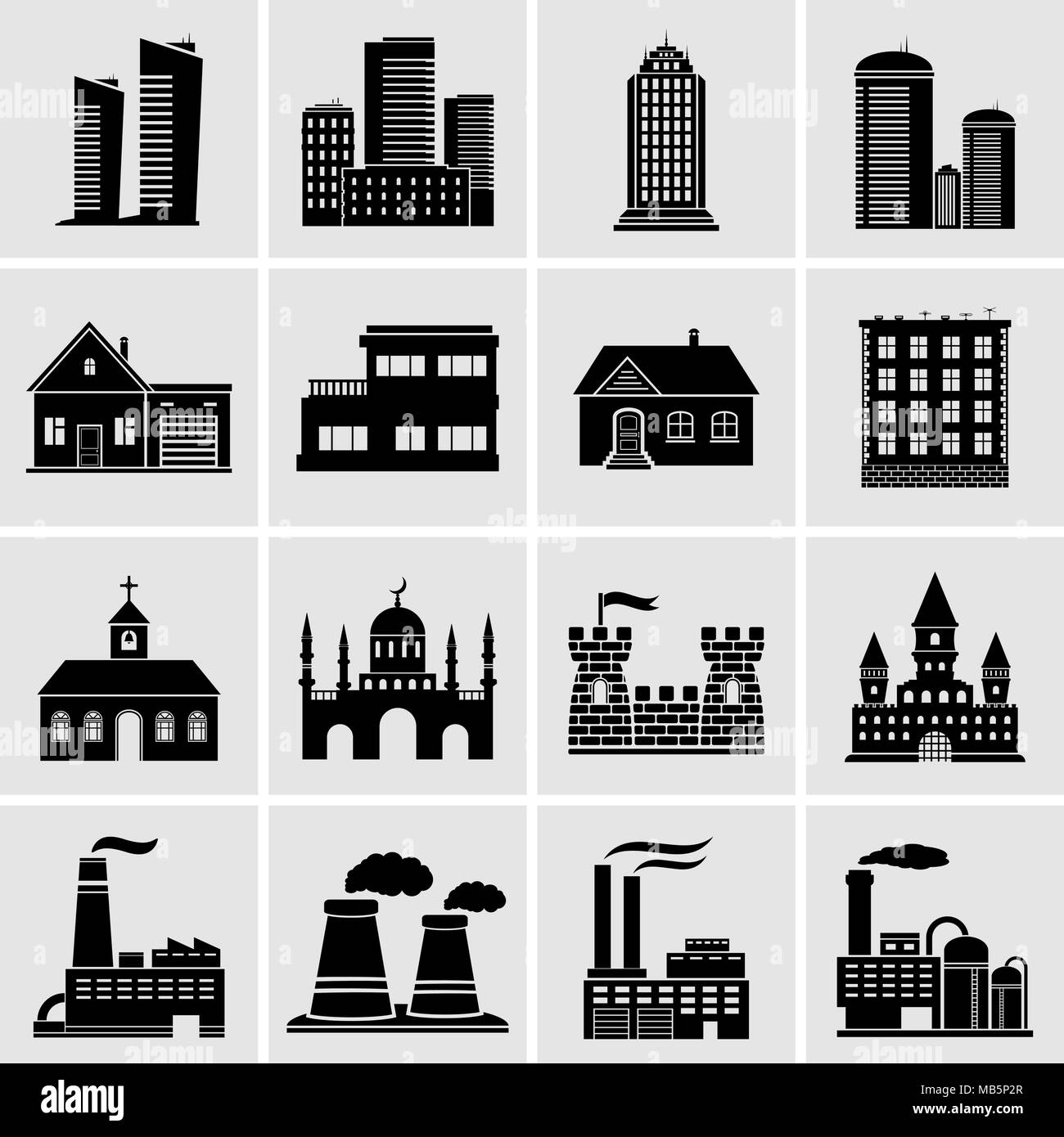 Building icons set Stock Vector Image & Art - Alamy