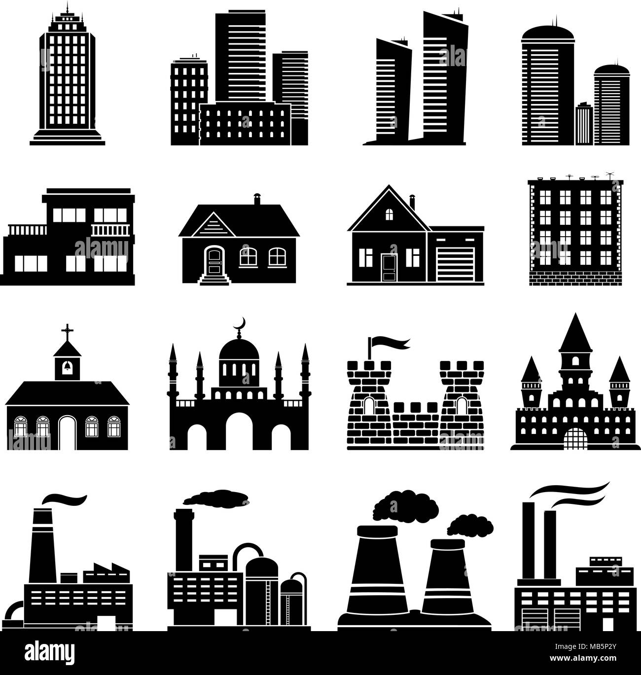 Building Icons Set Stock Vector Image & Art - Alamy