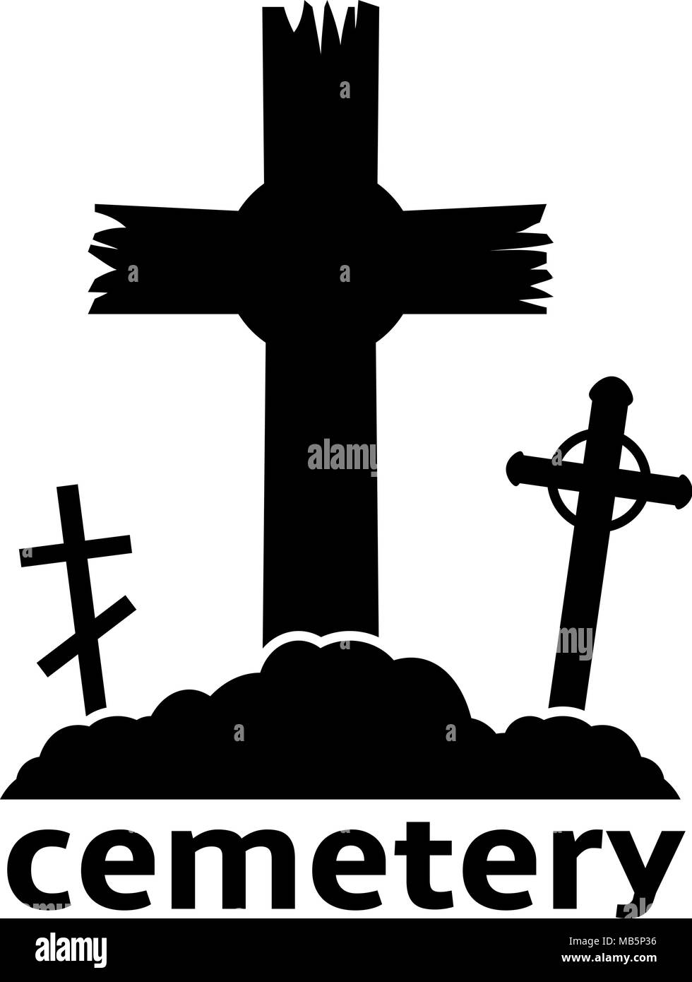 Graveyard cemetery illustration crow Stock Vector Images - Alamy