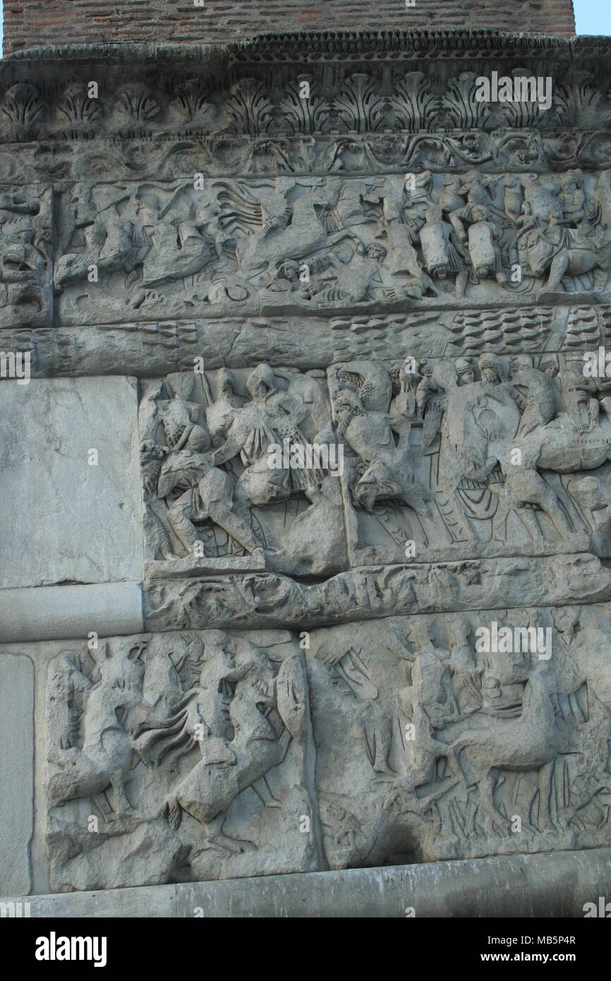 Detail from the historic Arch of Galerius in Thessaloniki, Greece. This ...