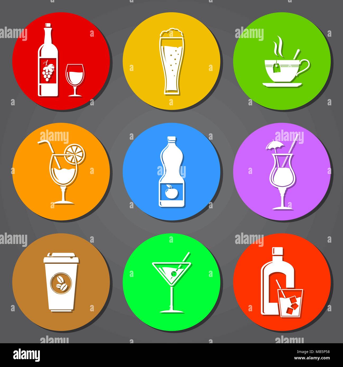 Drinks flat icons set Stock Vector Image & Art - Alamy