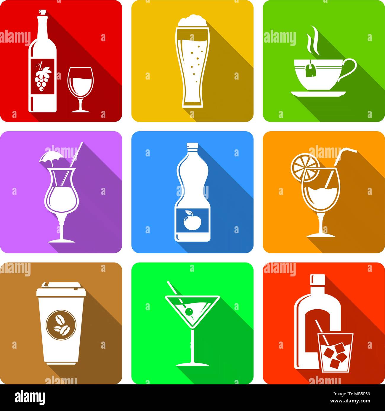 Beverage flat design icons Stock Vector Image & Art - Alamy