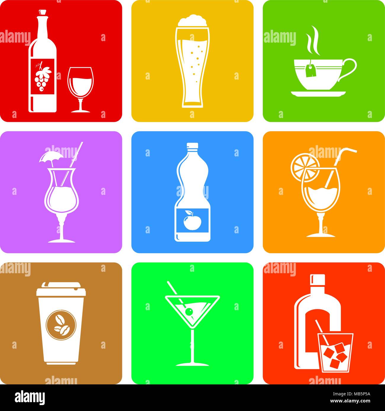 Beverage flat icons vector Stock Vector Image & Art - Alamy
