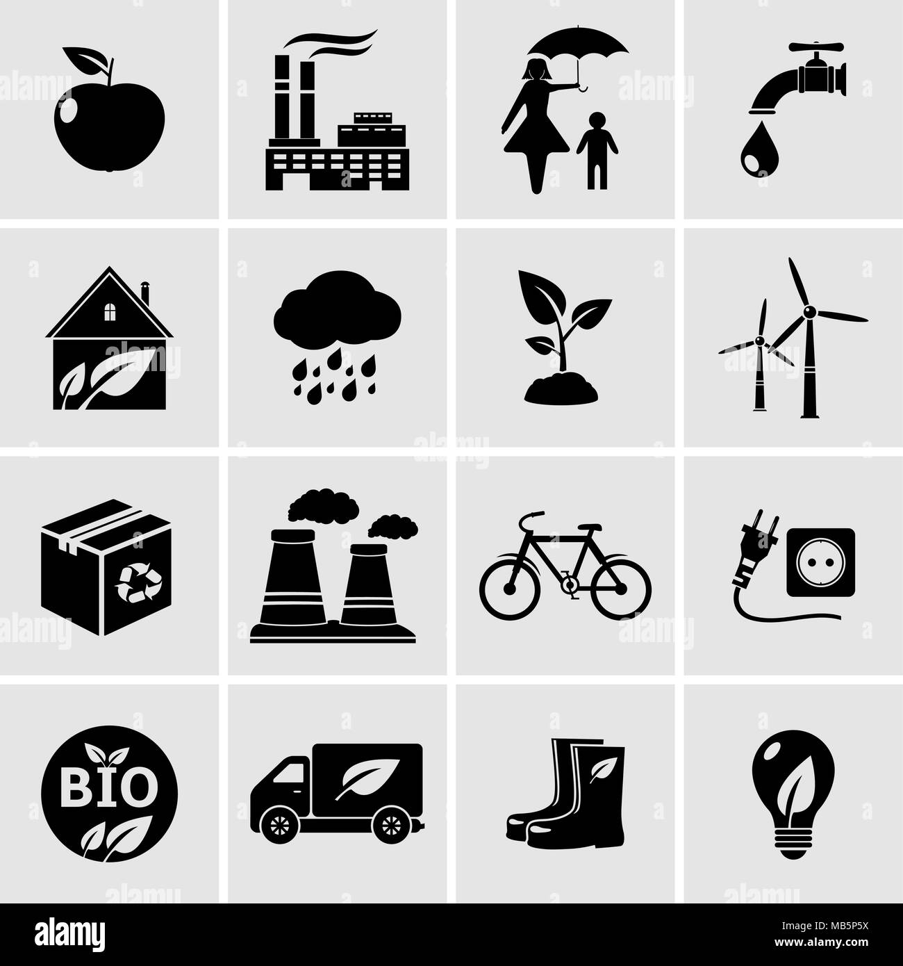 Ecology black icons set Stock Vector Image & Art - Alamy