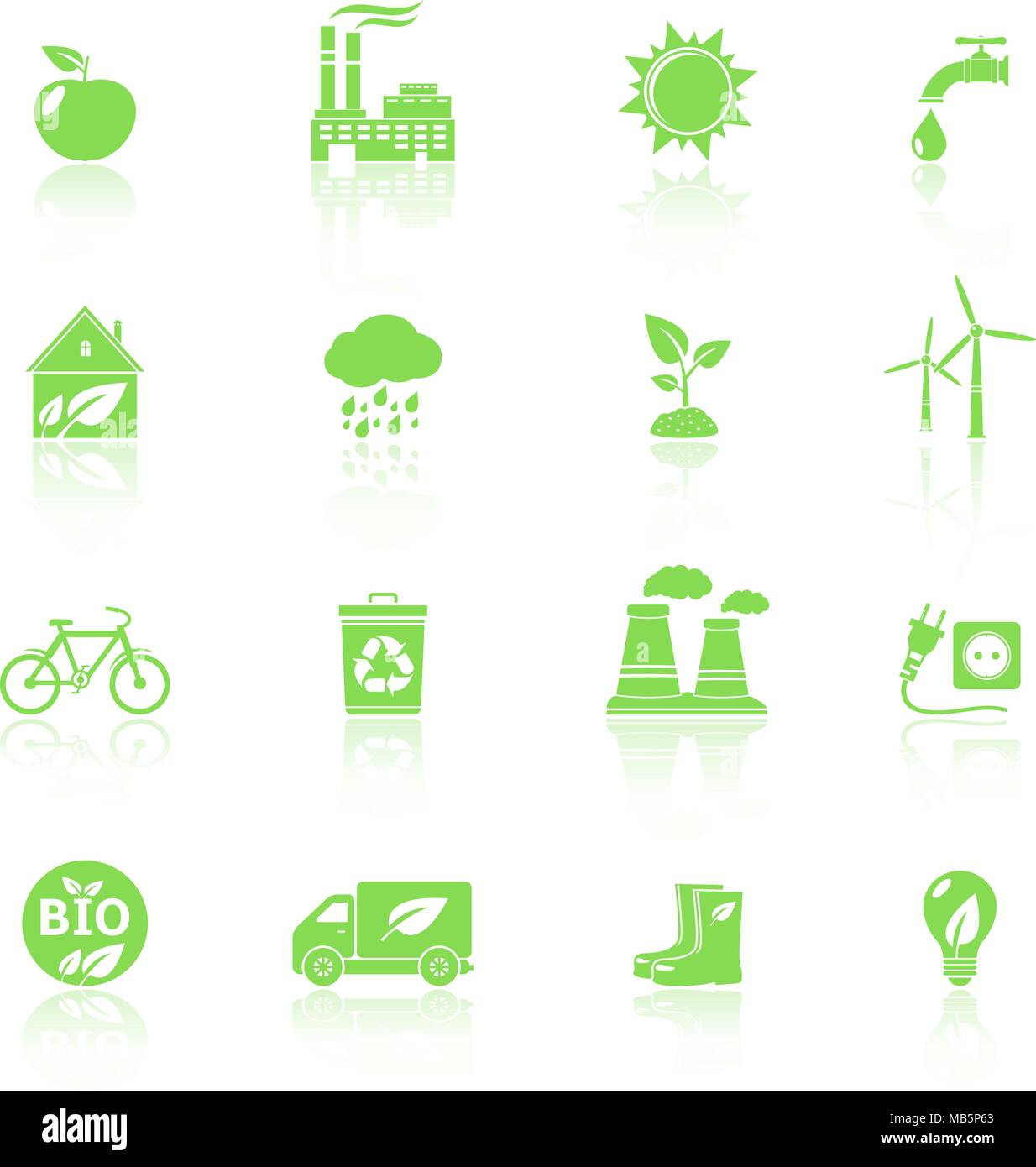 Ecology icons with reflection Stock Vector Image & Art - Alamy