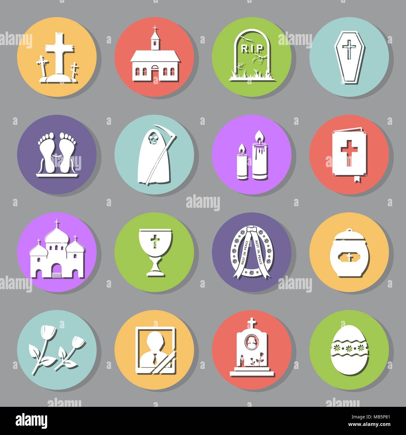 Funeral flat icons set Stock Vector Image & Art - Alamy
