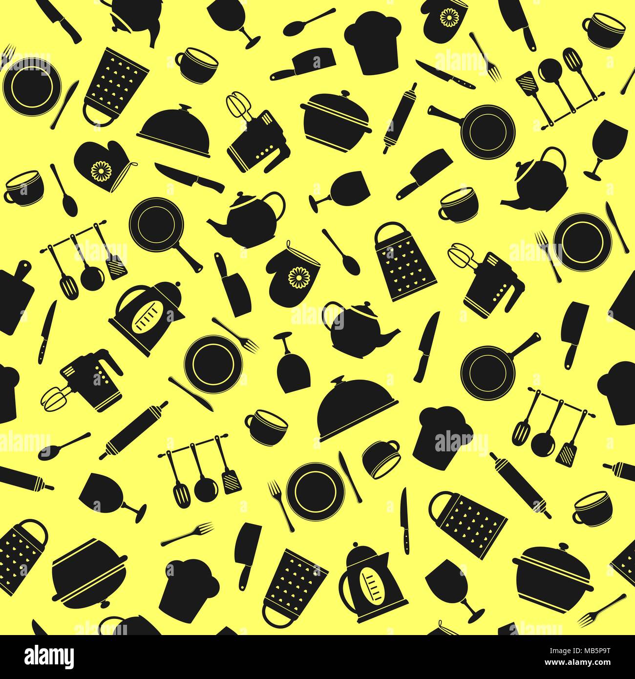 Kitchen utensils. Seamless pattern Stock Vector Image & Art - Alamy