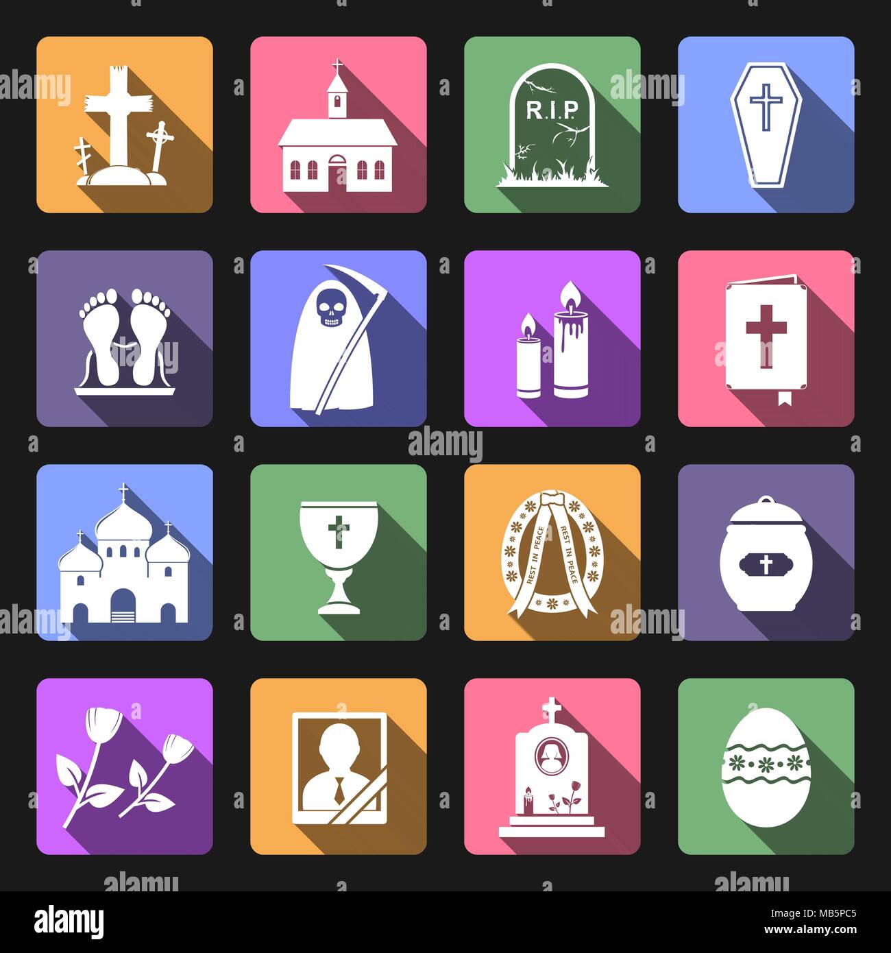 Funeral icons, flat design vector Stock Vector Image & Art - Alamy