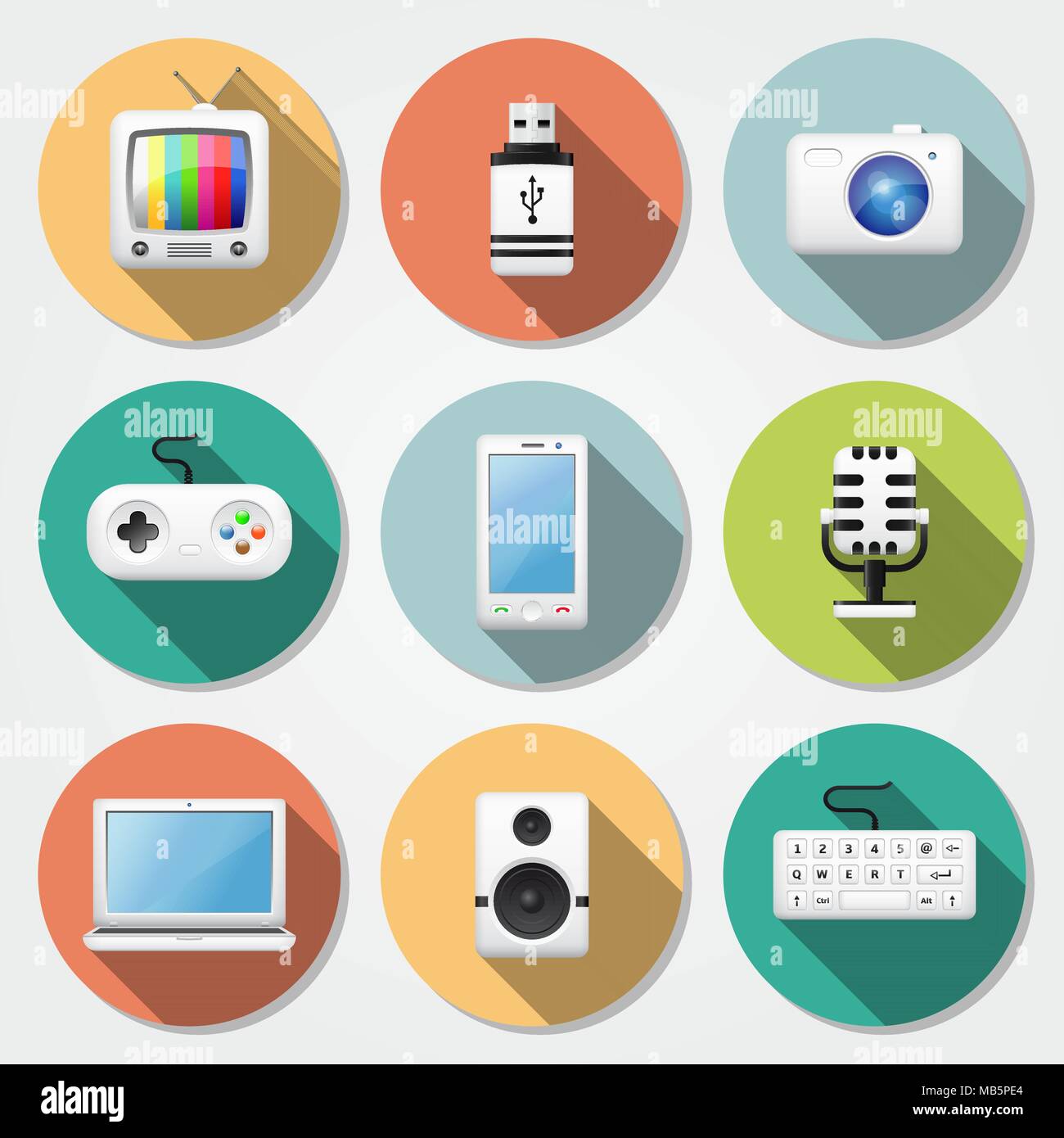 Multimedia flat icons Stock Vector Image & Art - Alamy