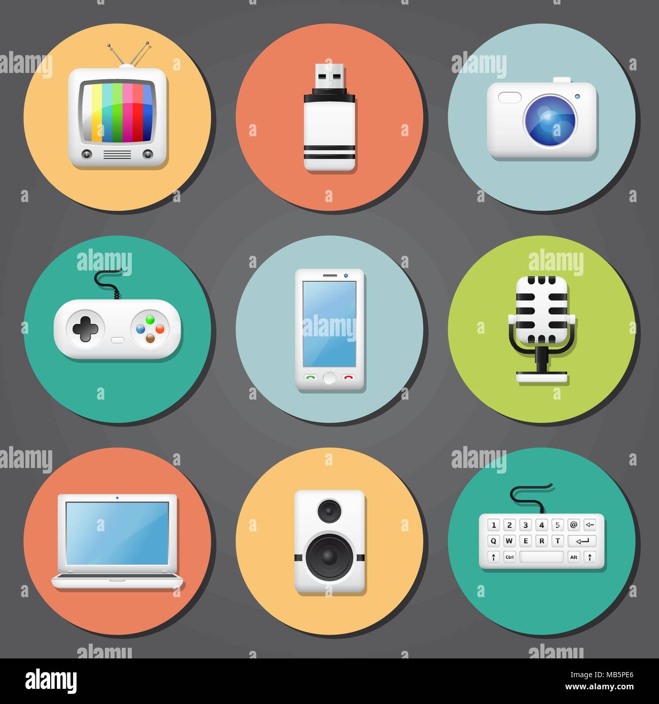 Multimedia icons, flat design vector Stock Vector Image & Art - Alamy