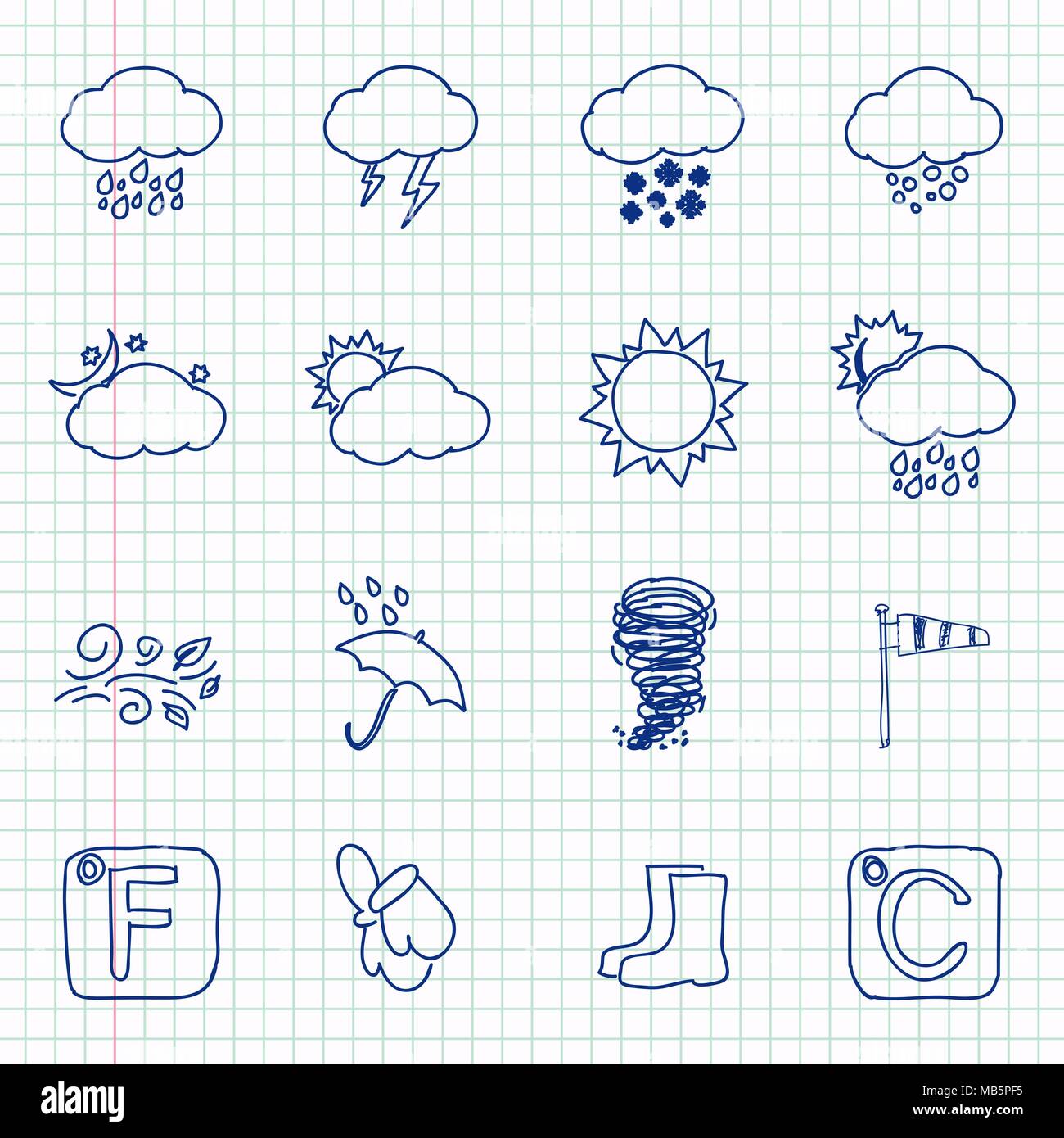 Weather icons hand drawn hi-res stock photography and images - Alamy