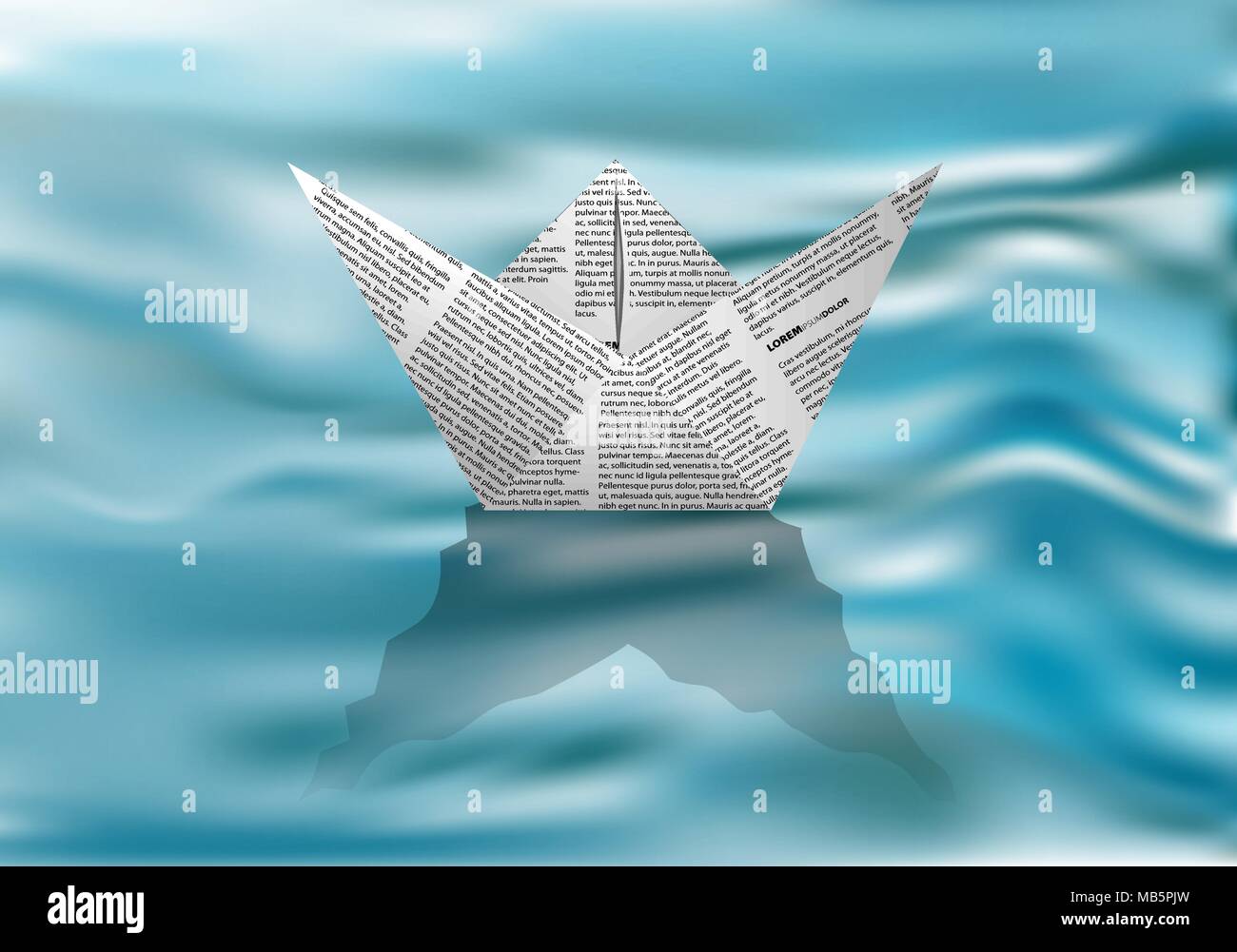 Blue paper boat in Stock Vector Images - Alamy