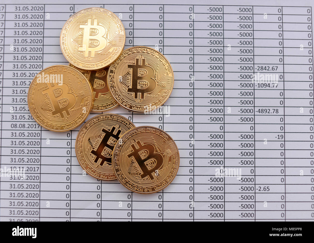 Gold Coins Bitcoin on white background with numbers. price of bitcoin ...