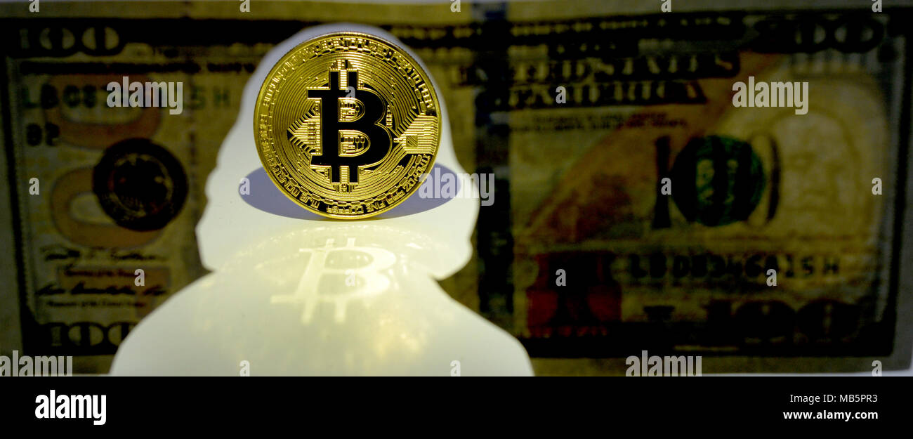 Bitcoin concept. New world currency. Gold coin of Bitcoin and ...