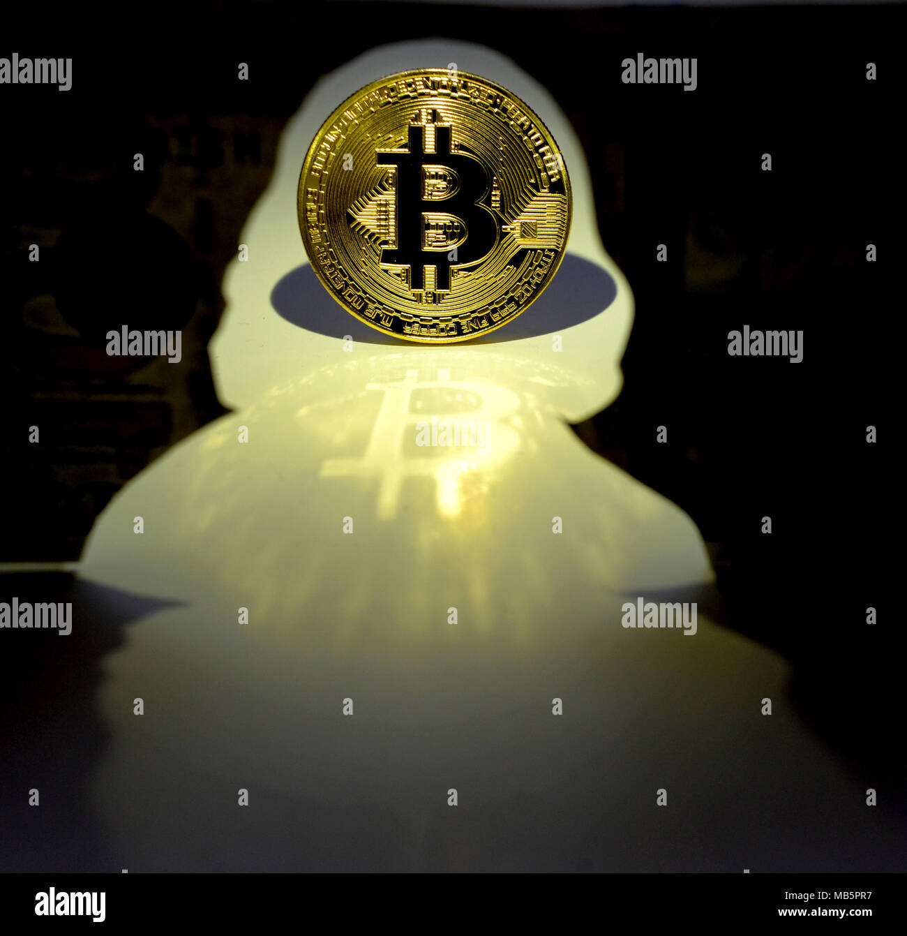 Bitcoin concept. New world currency. Gold coin of Bitcoin and ...