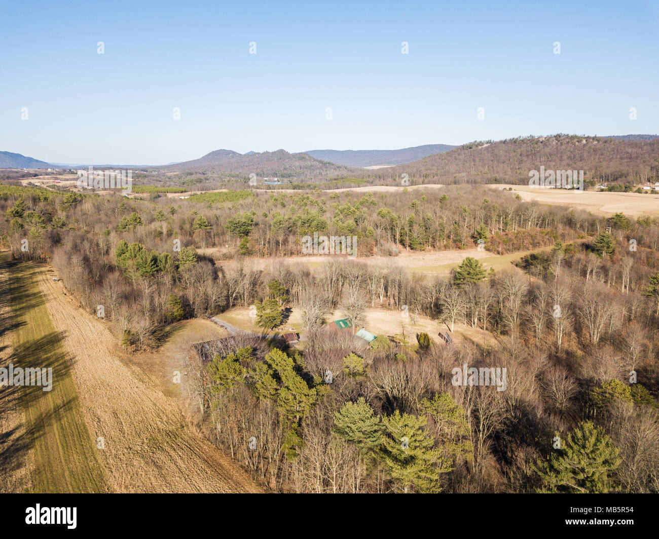 Aerial of Wooded Country Land in mcconnellsburg, Pennsylvania during ...