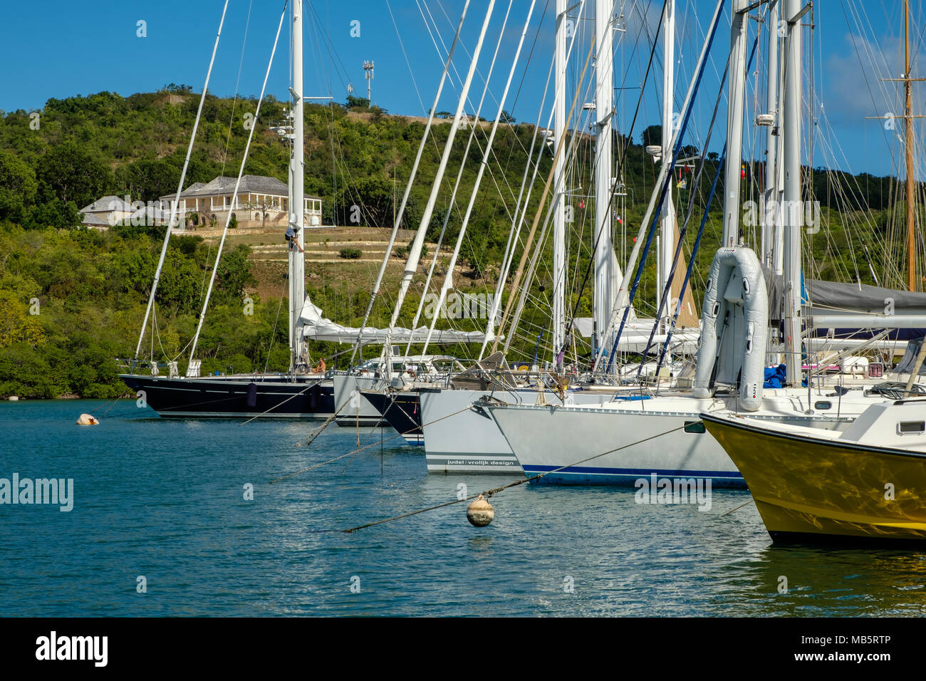 Luxury Yachts, Nelson's Dockyard, English Harbour, Antigua Stock Photo ...