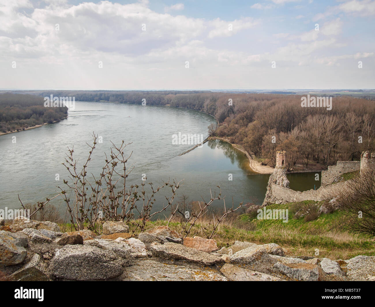 Ruins of the Devin castle over the Danube river in Bratislava, Slovakia ...