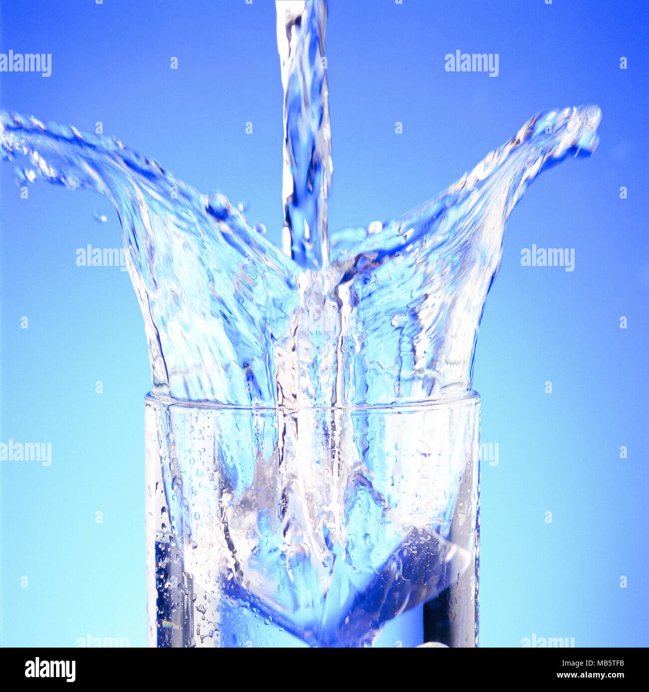 Pouring water in glass with a splash Stock Photo - Alamy
