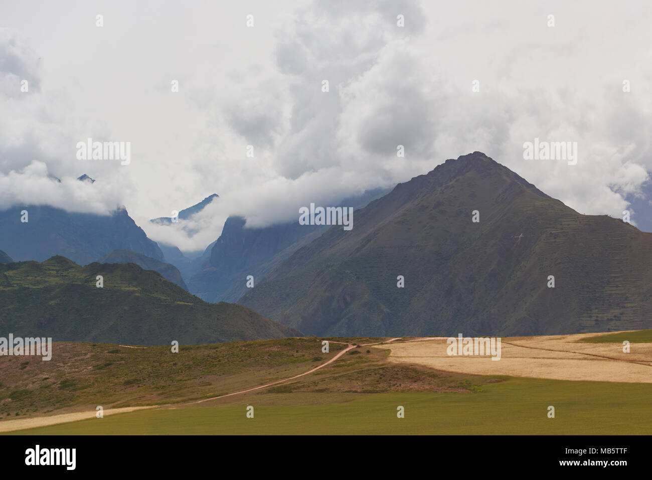Mountain Andes valley in Peru. Road between hills Stock Photo - Alamy