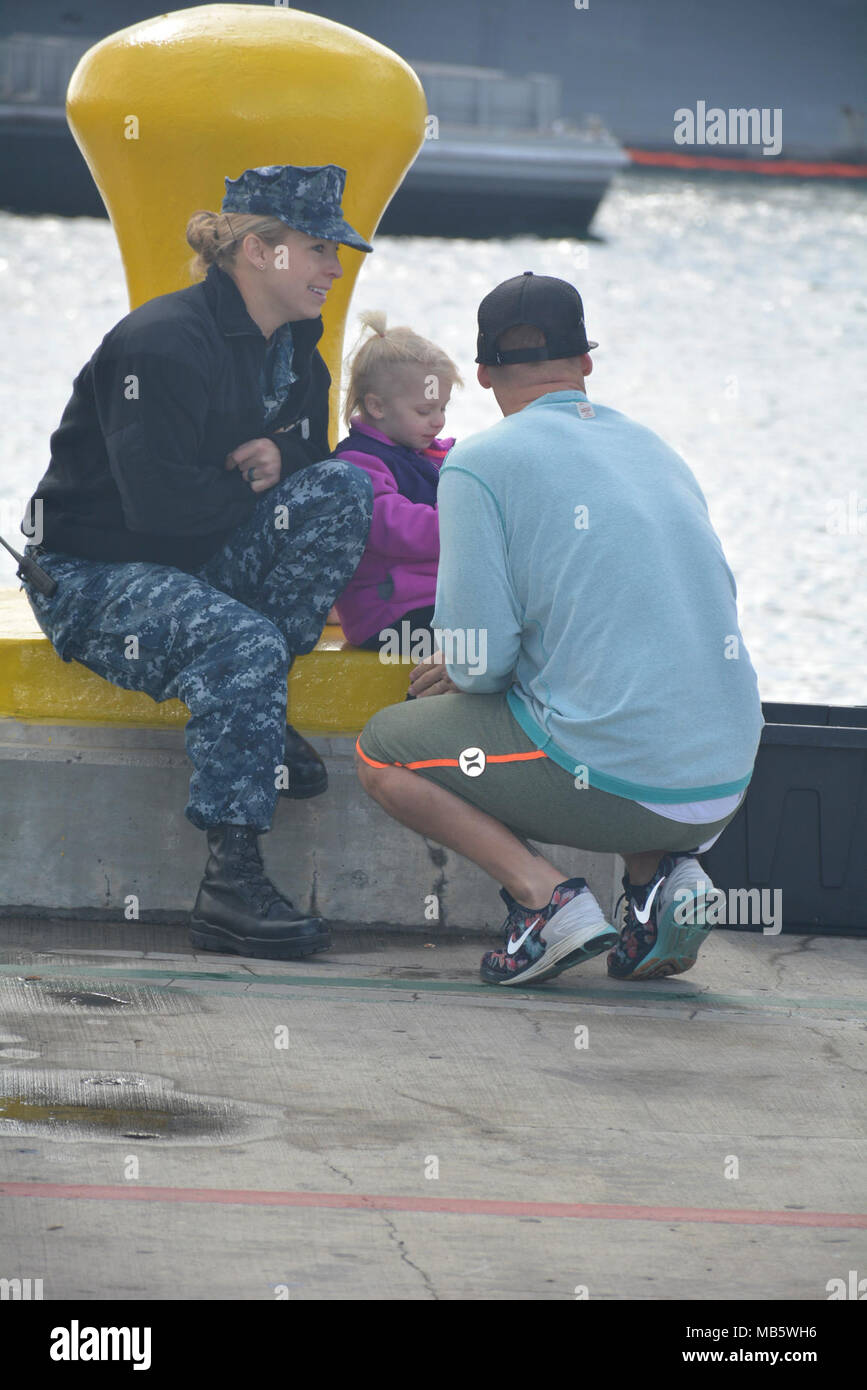 A Navy crew member of Military Sealift Command hospital ship USNS Mercy ...