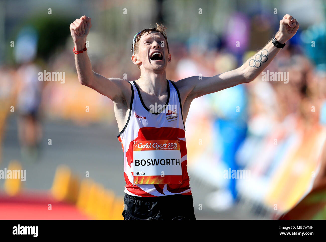 England's Tom Bosworth celebrates taking silver in the Men's 20km Race ...