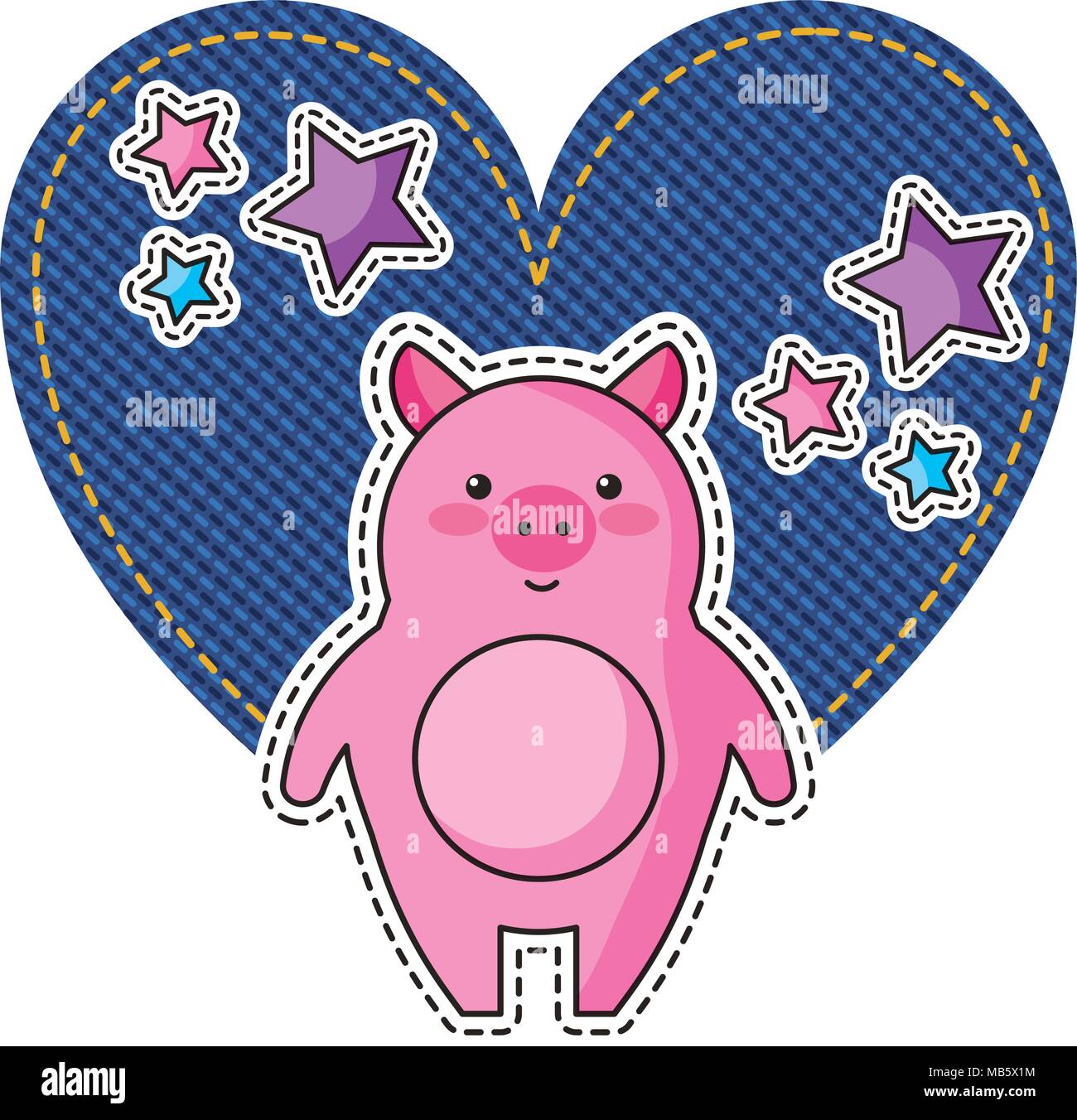 jean patch with heart and pig Stock Vector Image & Art - Alamy