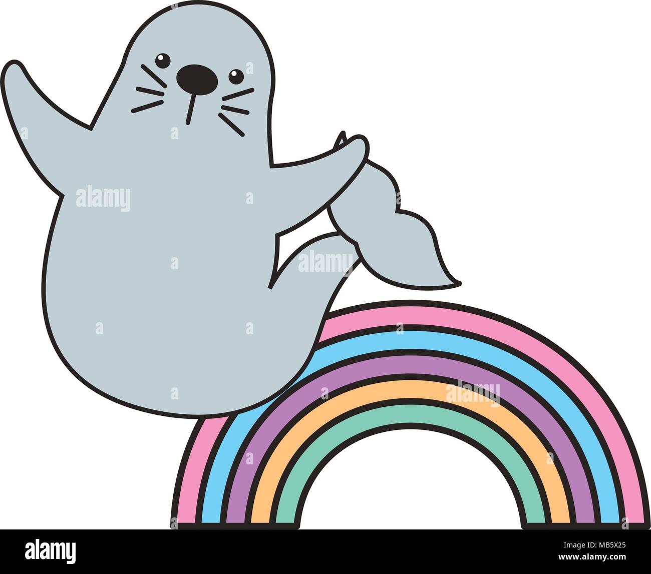 cute little seal with rainbow Stock Vector Image & Art - Alamy