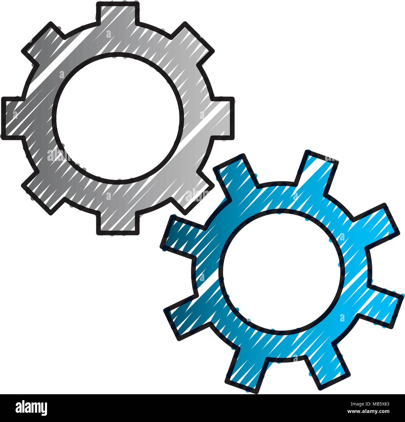 Linear engineering mechanical cog Cut Out Stock Images & Pictures - Alamy