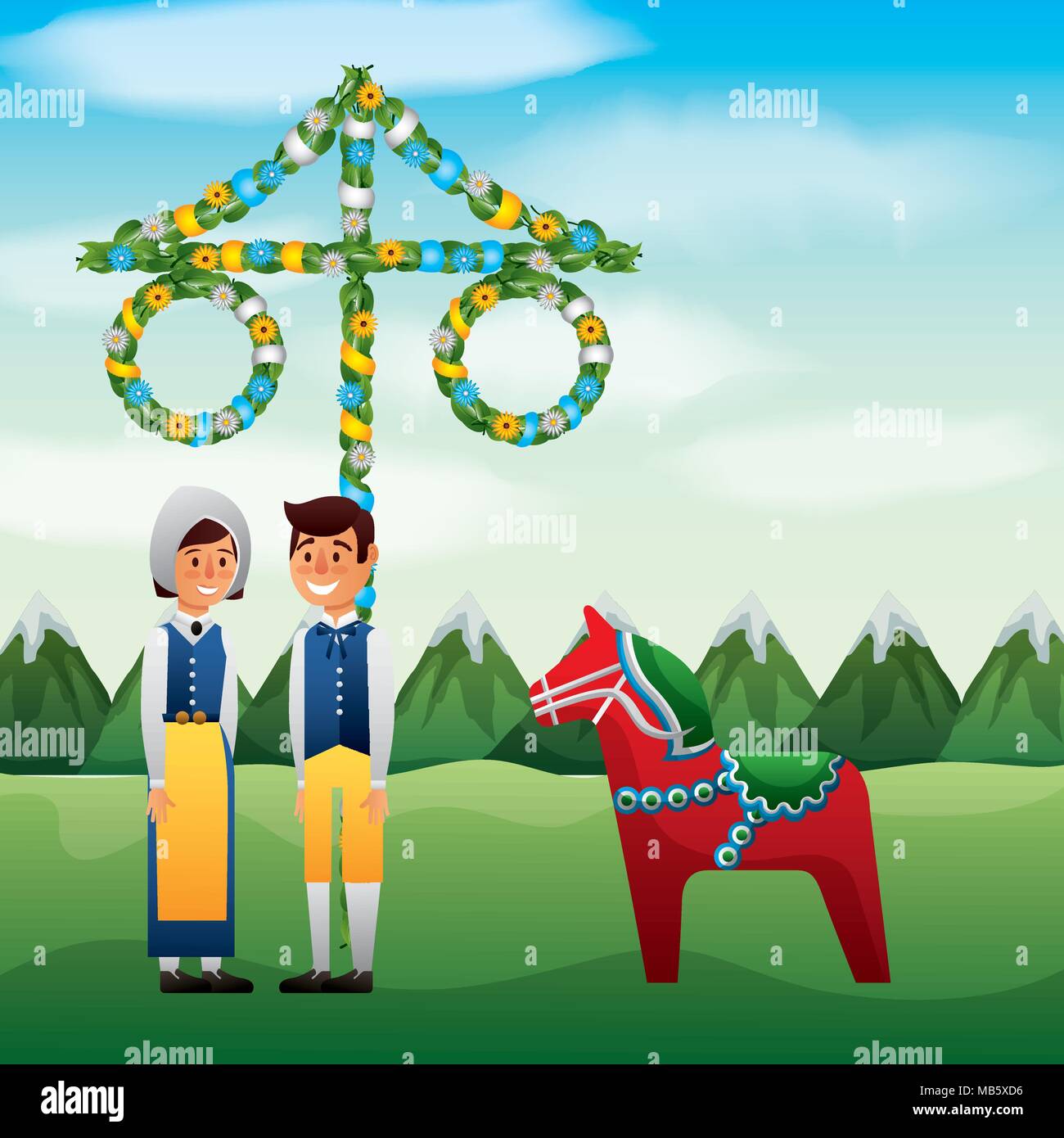 Midsummer festival sweden Stock Vector Images - Alamy