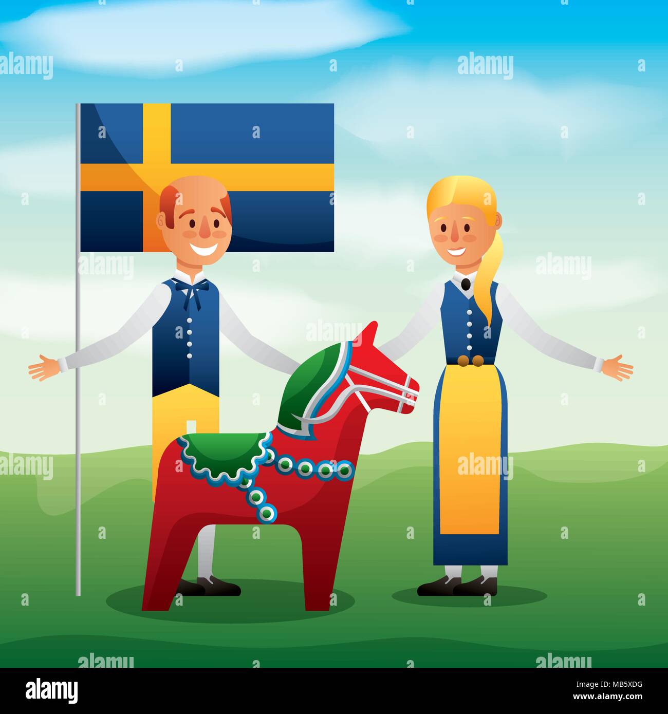 Sweden midsummer dance Stock Vector Images - Alamy