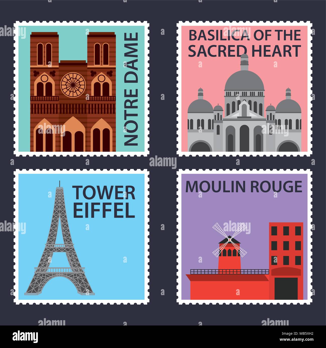 famous monuments france Stock Vector Image & Art - Alamy