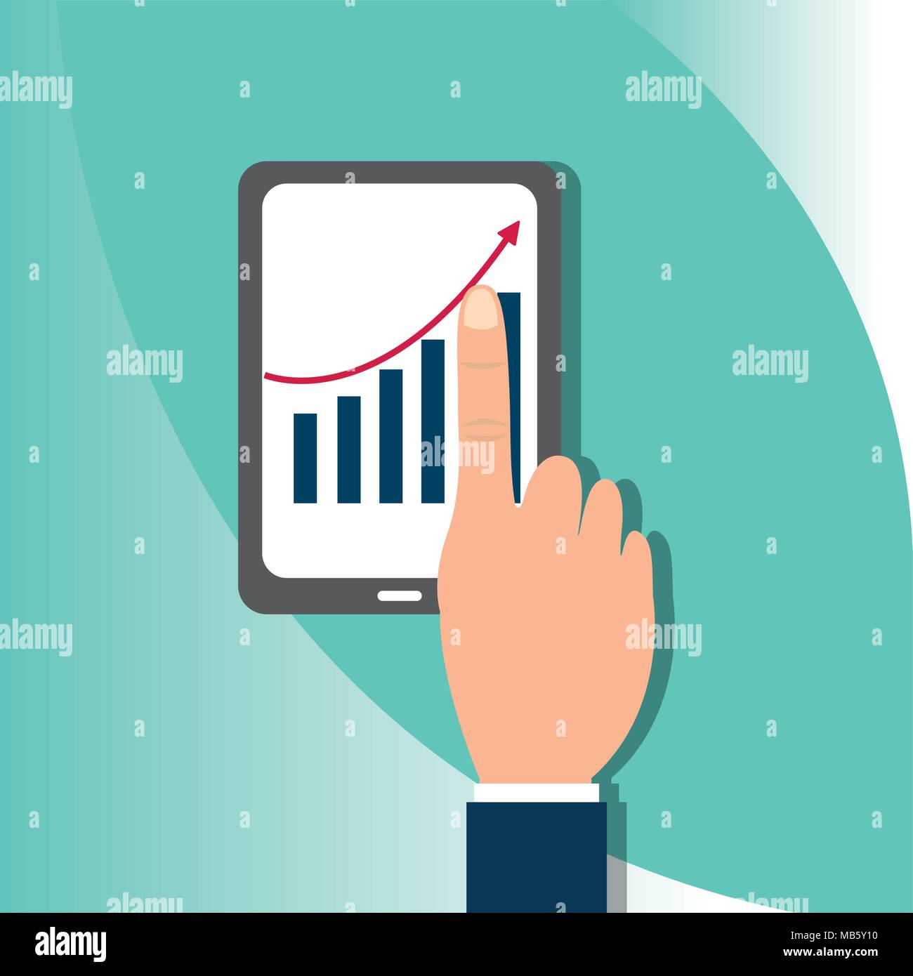 hand touch screen mobile with diagram statistic Stock Vector Image ...