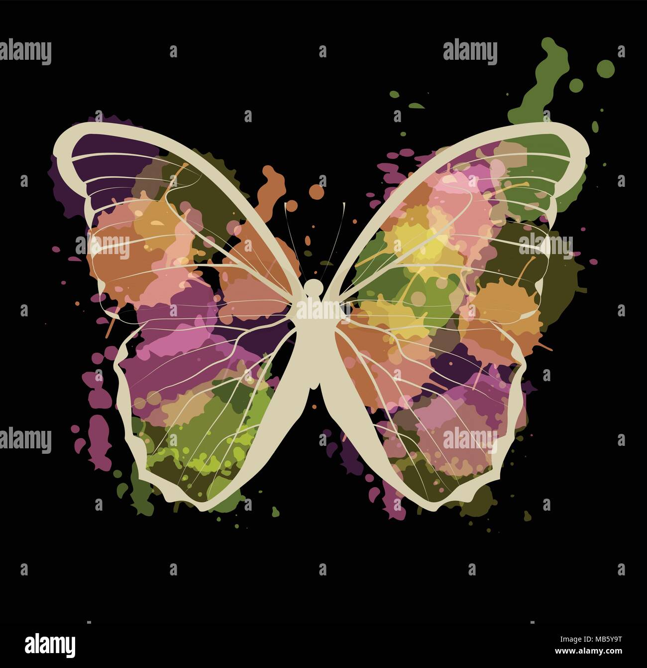 art sketched colorful butterfly symbol in vector Stock Vector Image ...