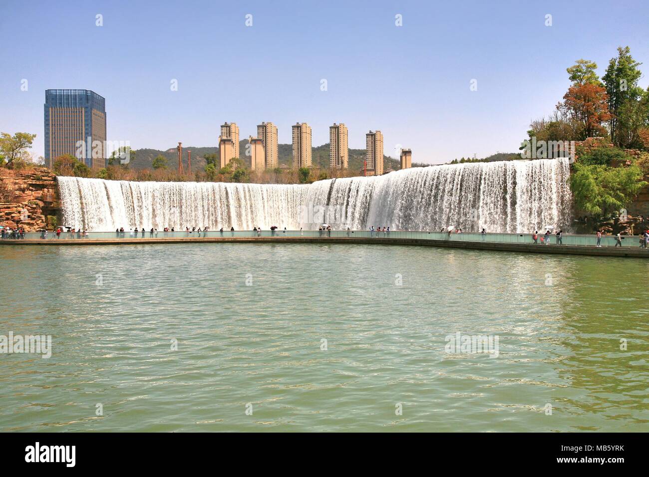 Kunming Waterfall Park in Kunming, China became the largest waterfall ...