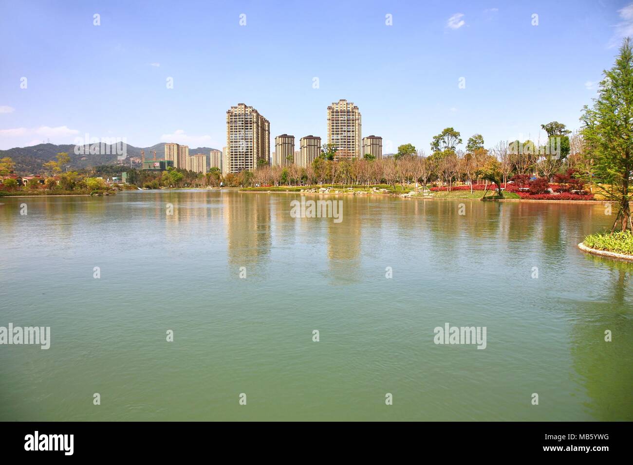 Kunming Waterfall Park in Kunming, China became the largest waterfall ...