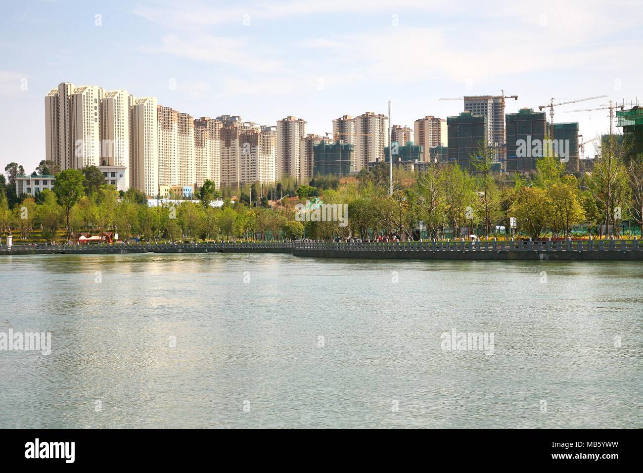 Kunming Waterfall Park in Kunming, China became the largest waterfall ...