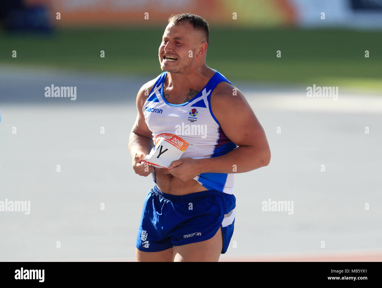 Scotland's Mark Dry celebrates winning bronze in the Men's Hammer Throw ...