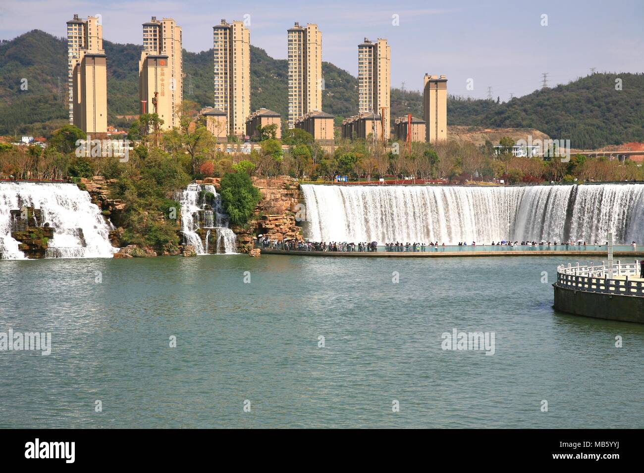 Kunming Waterfall Park in Kunming, China became the largest waterfall ...