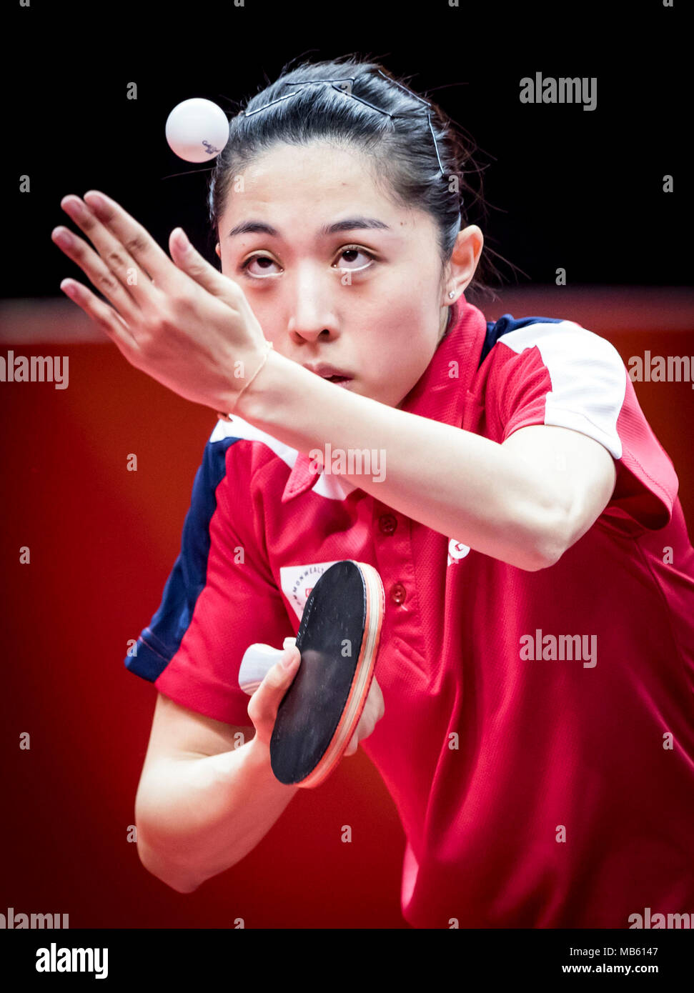 Singapore's Yu Mengyu competes during the Women's Team Semifinals at ...