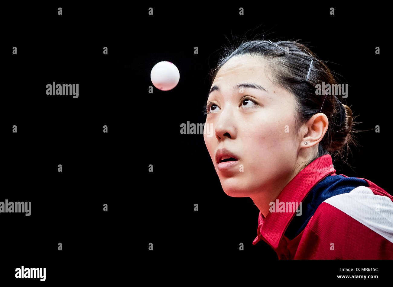 Singapore's Yu Mengyu competes during the Women's Team Semifinals at ...