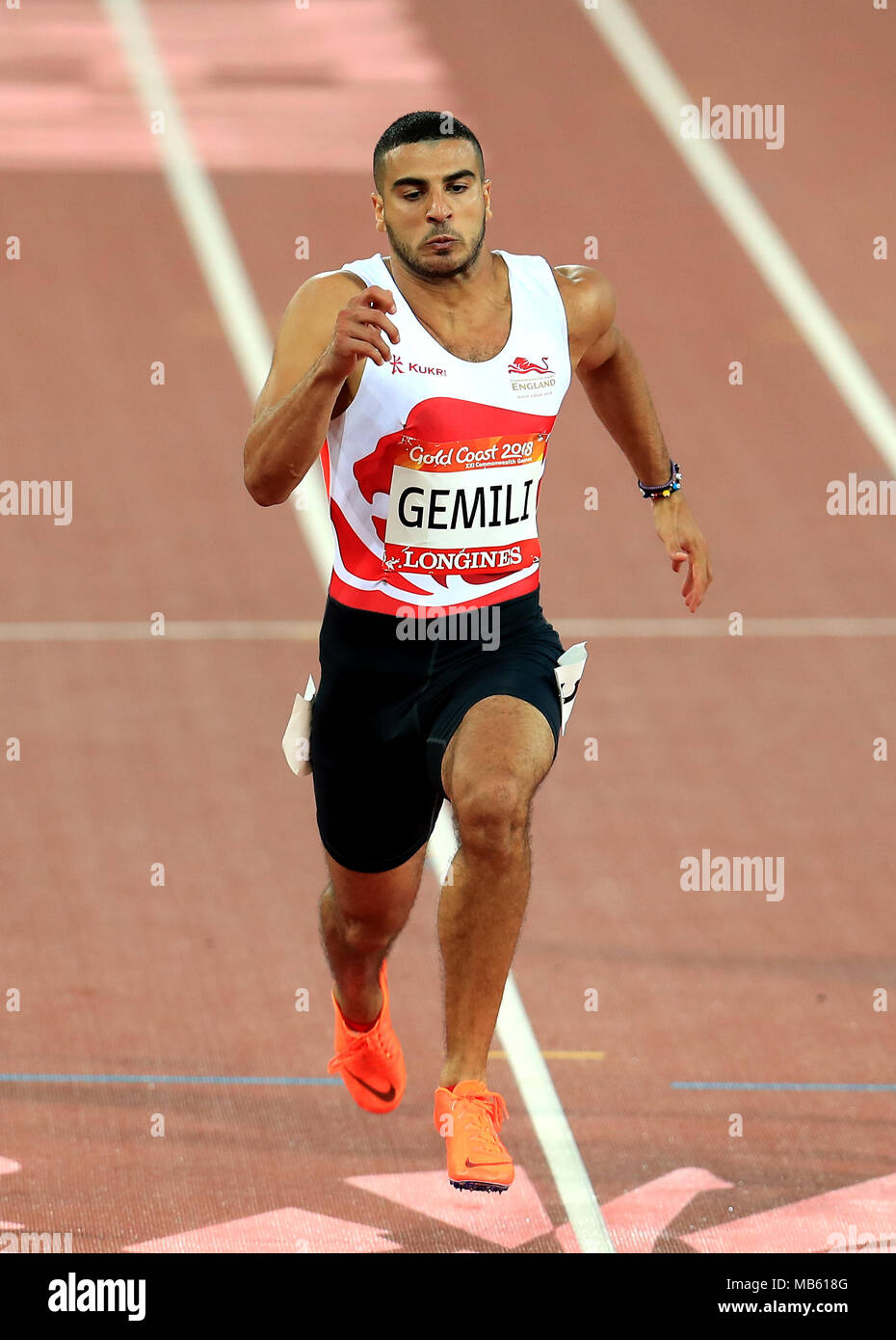 England's Adam Gemili competes in the Men's 100m Semifinal 1 alongside ...
