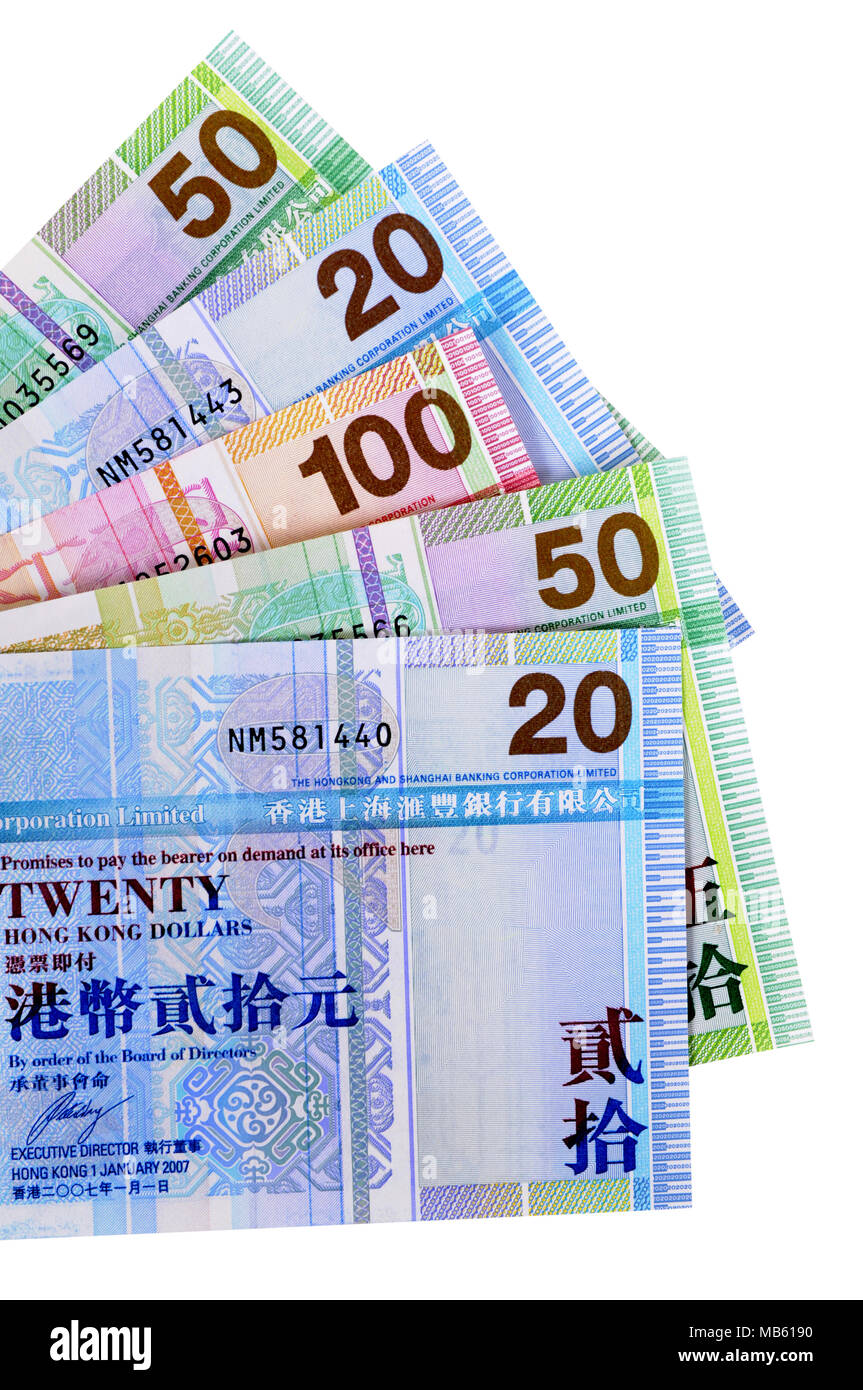 Hong Kong currency bills isolated on white Stock Photo - Alamy
