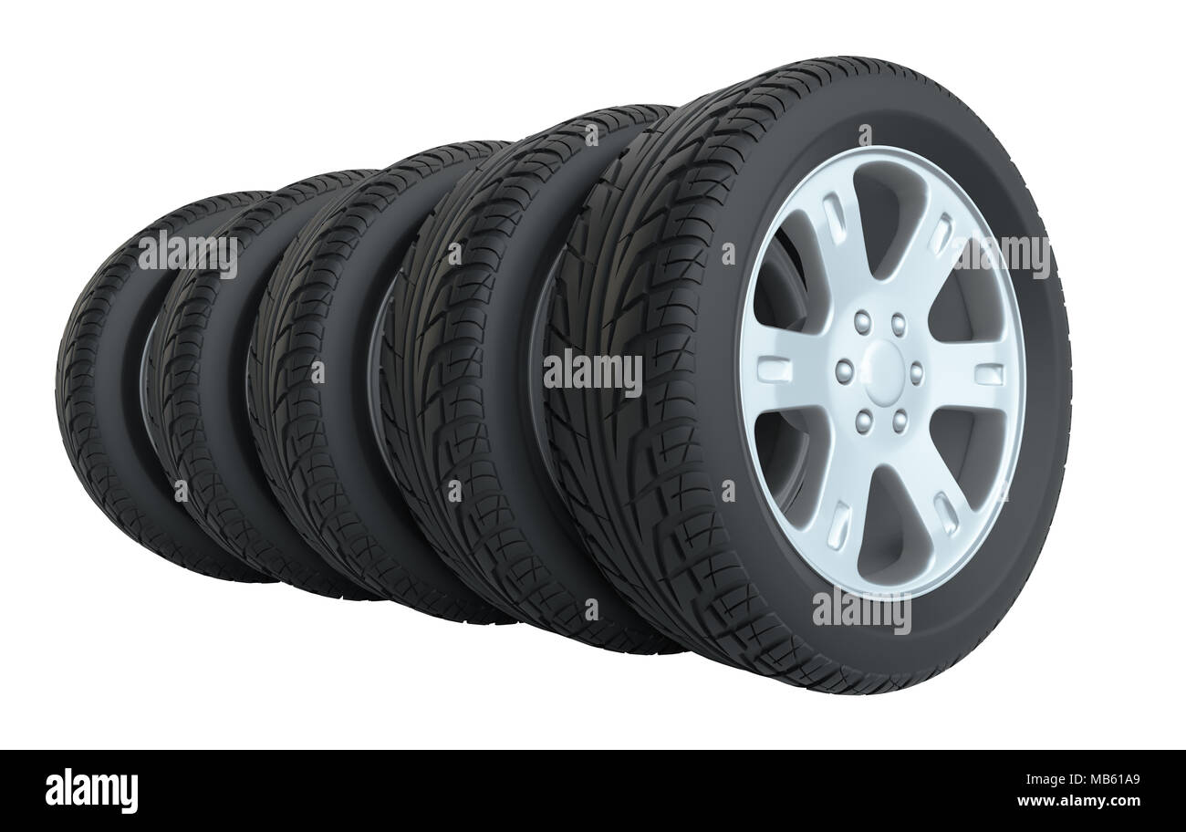 Car tires in row, isolated Stock Photo - Alamy