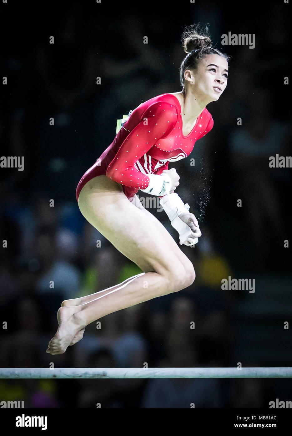England's Georgia-Mae Fenton takes gold during the Woman's Uneven Bars ...