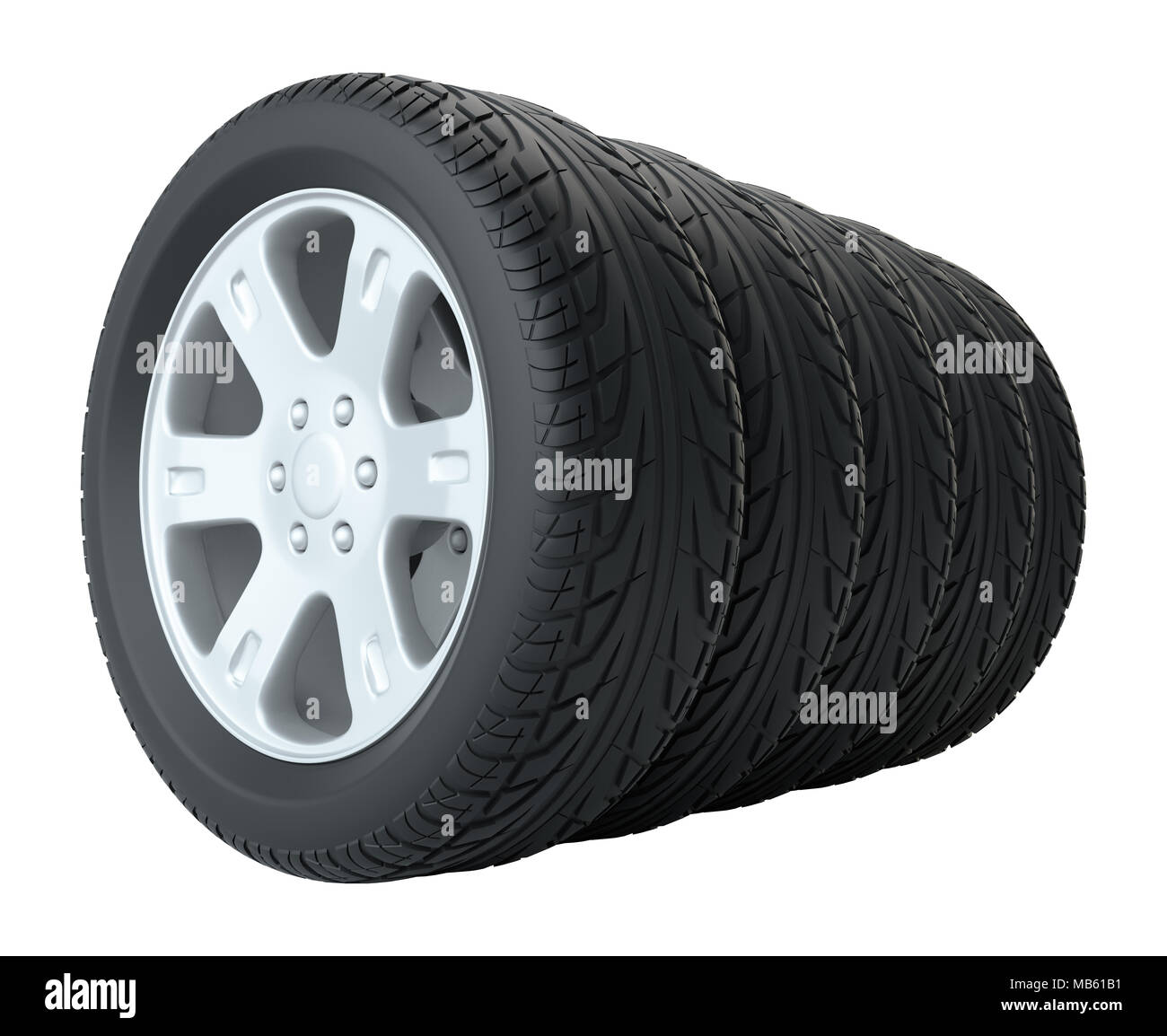 Tire change in car Cut Out Stock Images & Pictures - Alamy