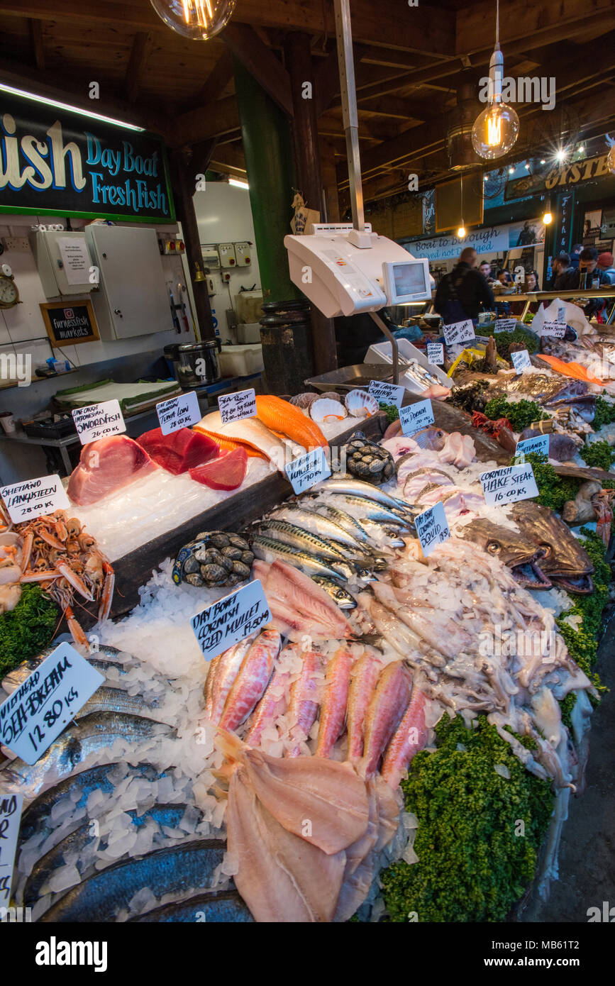 a fresh fish or fishmongers stall selling the catch of the day and ...